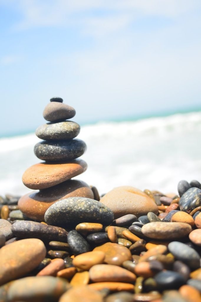 Zen Stones On Beach Wall Art - Framed Canvas Art