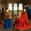 Jan van Eyck: Madonna of Chancellor Rolin - c1435 - Framed Canvas Art