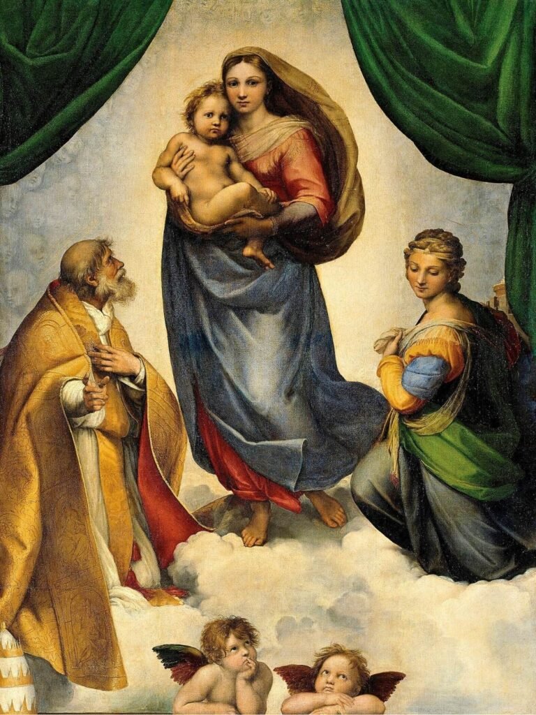 Raphael Sistine Madonna - Framed Canvas Art