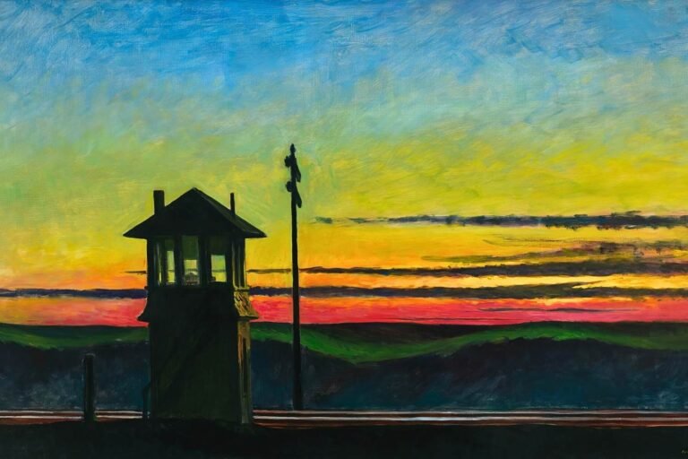 Railroad Sunset Art Print by Edward Hopper - Framed Canvas Art